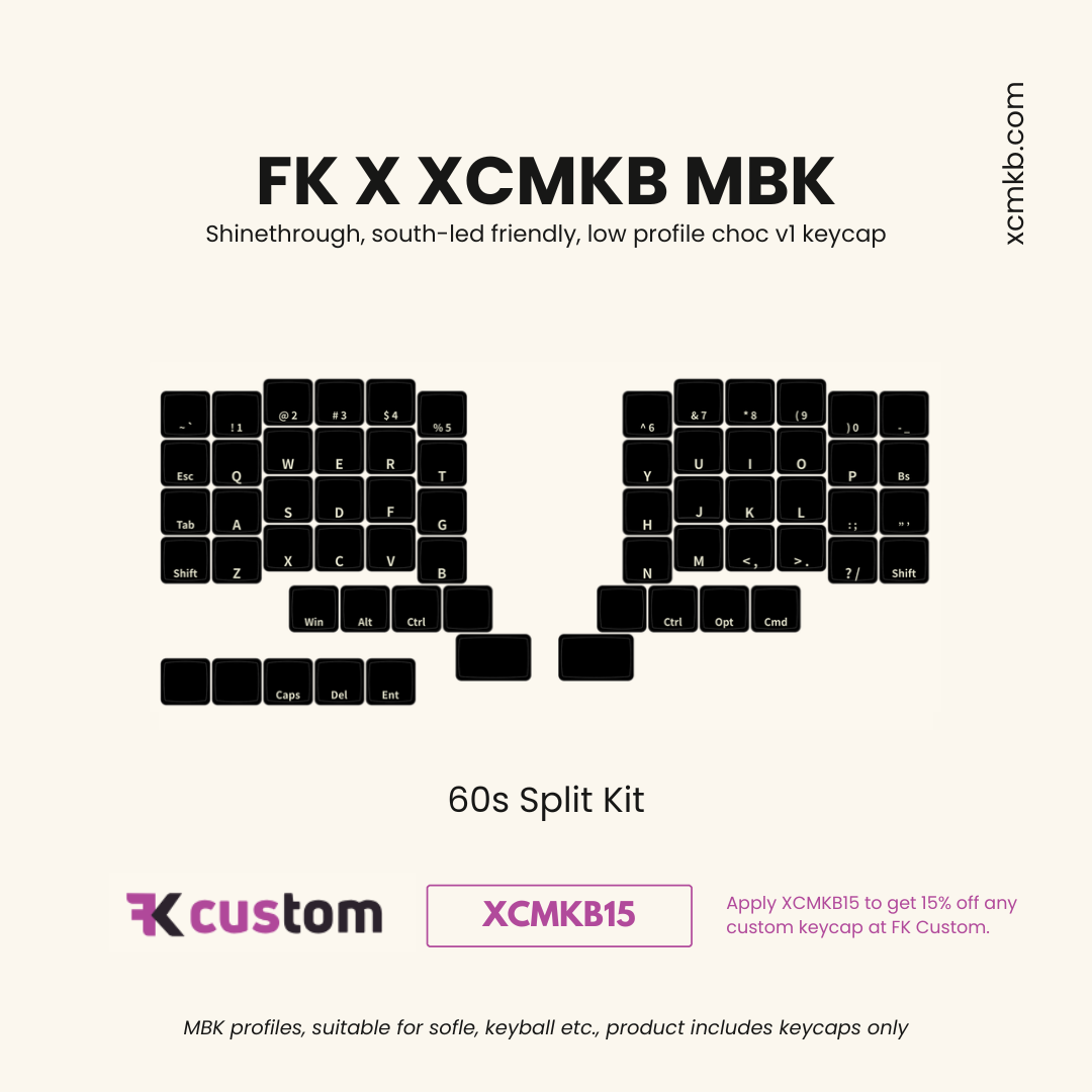 XCMKB: Low Profile Keycap Set MBK, CFX, Geekark